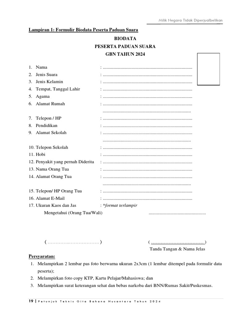 Formulir GBN 2024 | PDF