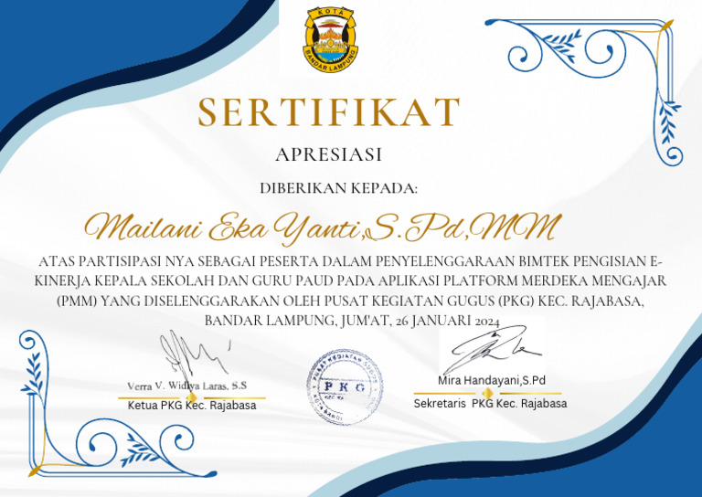 Contoh Sertifikat Pelatihan | PDF