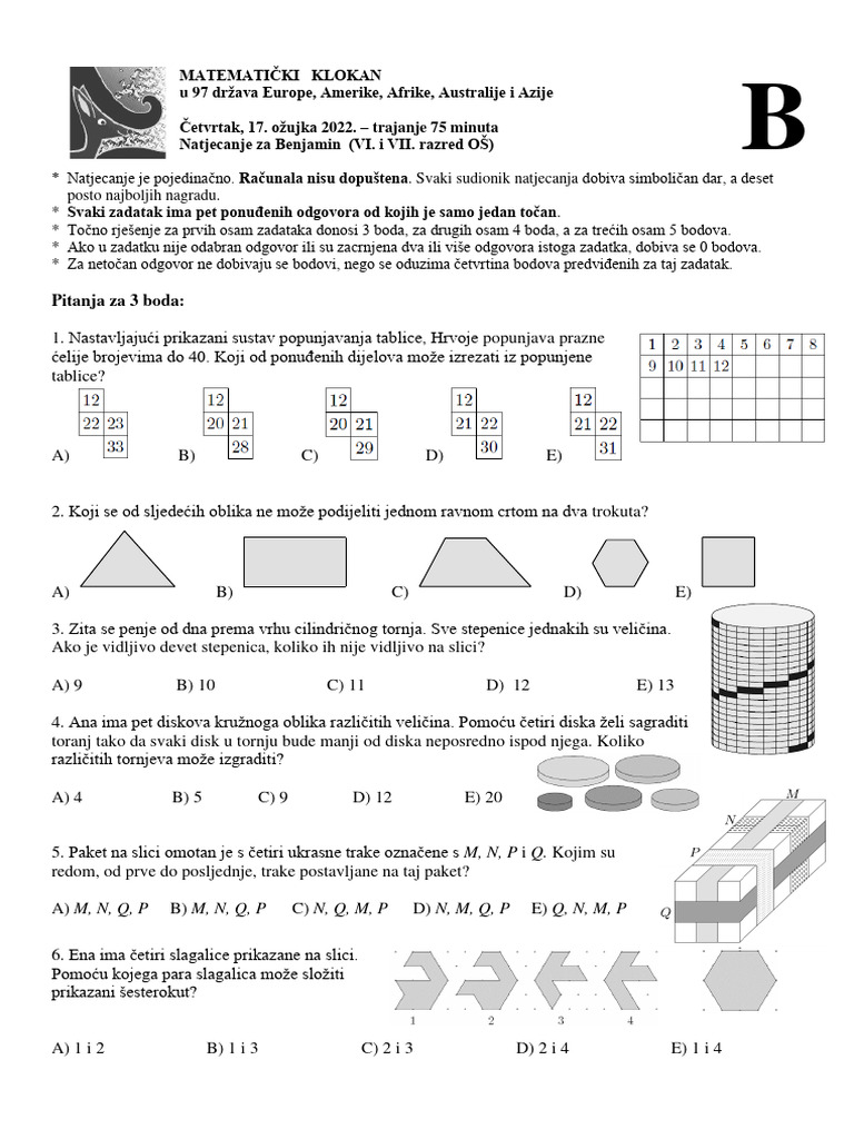 Matematicki Klokan B 2023 1 | PDF