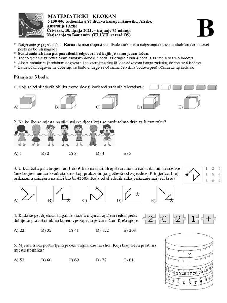 Lekt Matematicki Klokan B 2021 | PDF
