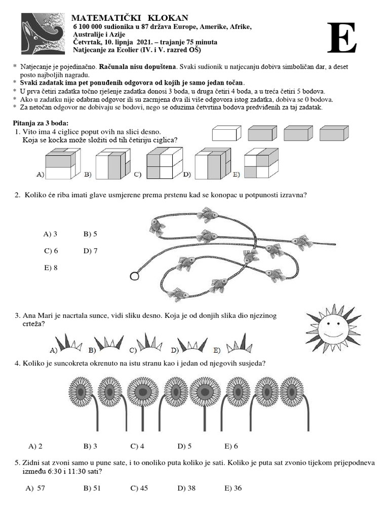 Lekt Matematicki Klokan e 2021 | PDF