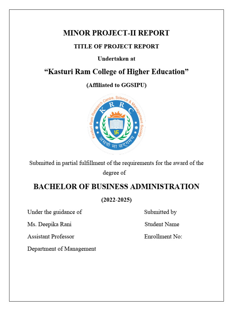 FRONT PAGES Minor Project - 2 Formats | PDF | Customer Satisfaction | Behavior