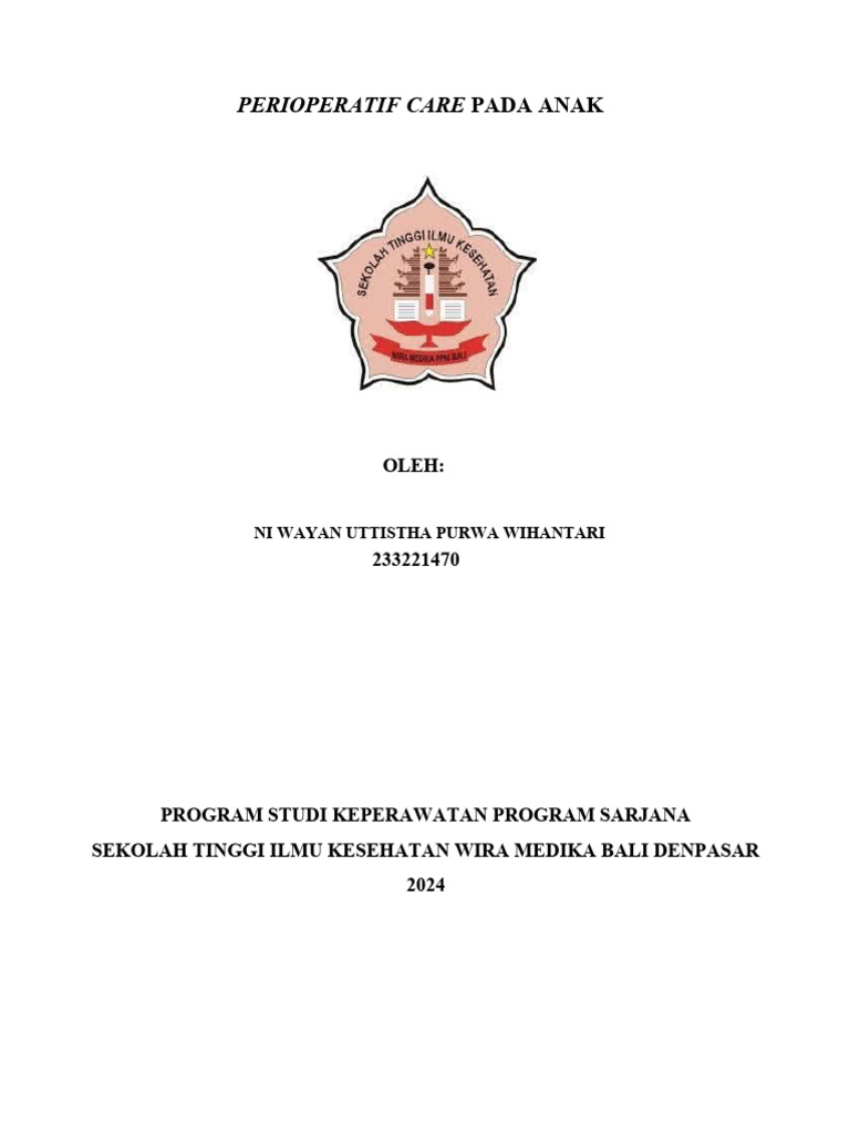 Perioperatif Care Pada Anak | PDF