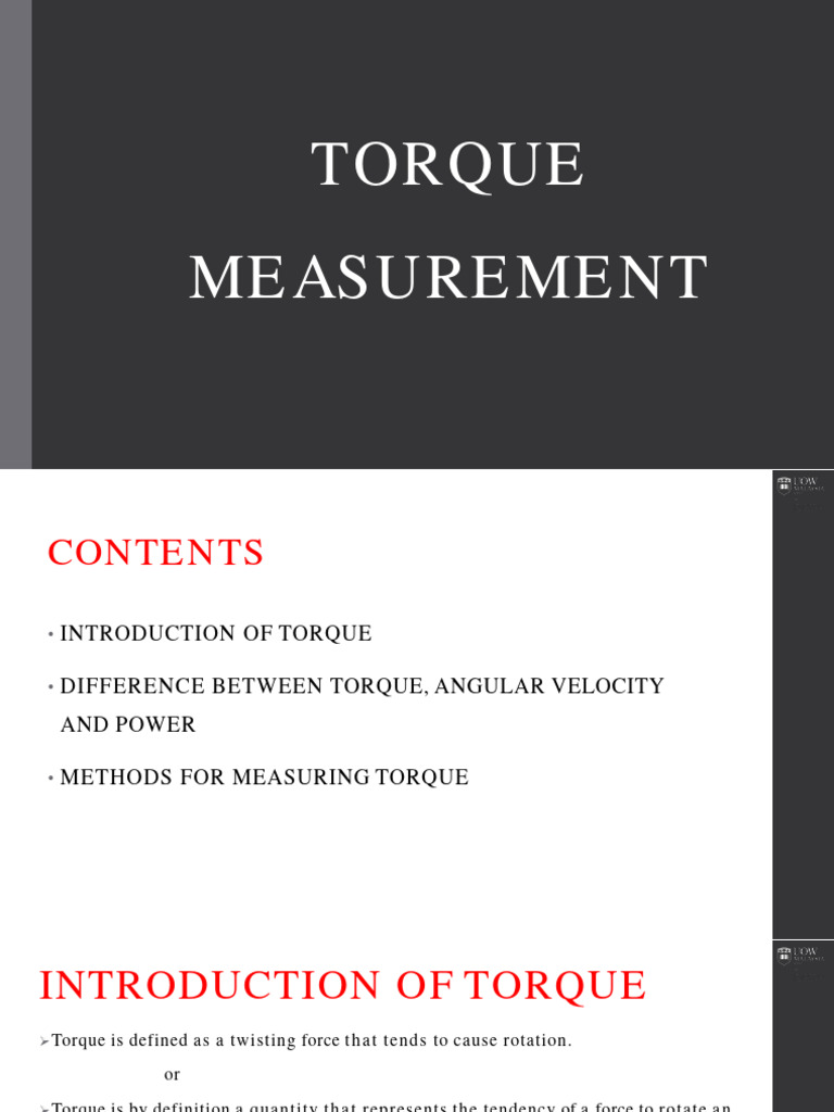 ICE Lecture 3 Torque and Power Measurement | PDF | Torque | Power (Physics)