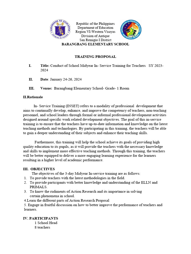 Training Proposal | PDF | Teachers | Teaching Method