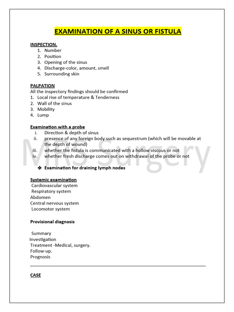 Examination of Sinus & Fistula | PDF | Science & Mathematics