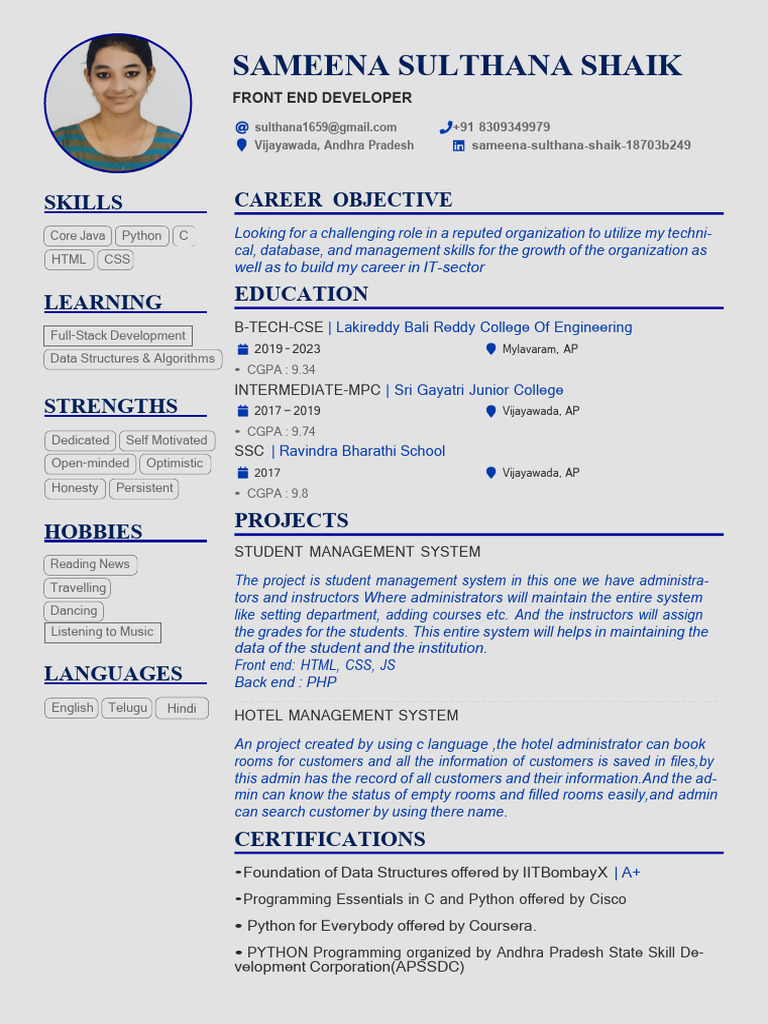 SAMEENA SULTHANA SHAIK-profile | PDF | Computing | Software Engineering