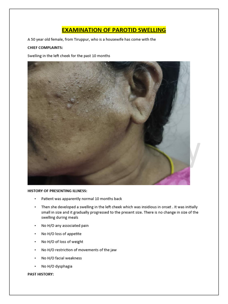 Left Parotid Swelling Examination Case | PDF | Medical Specialties ...