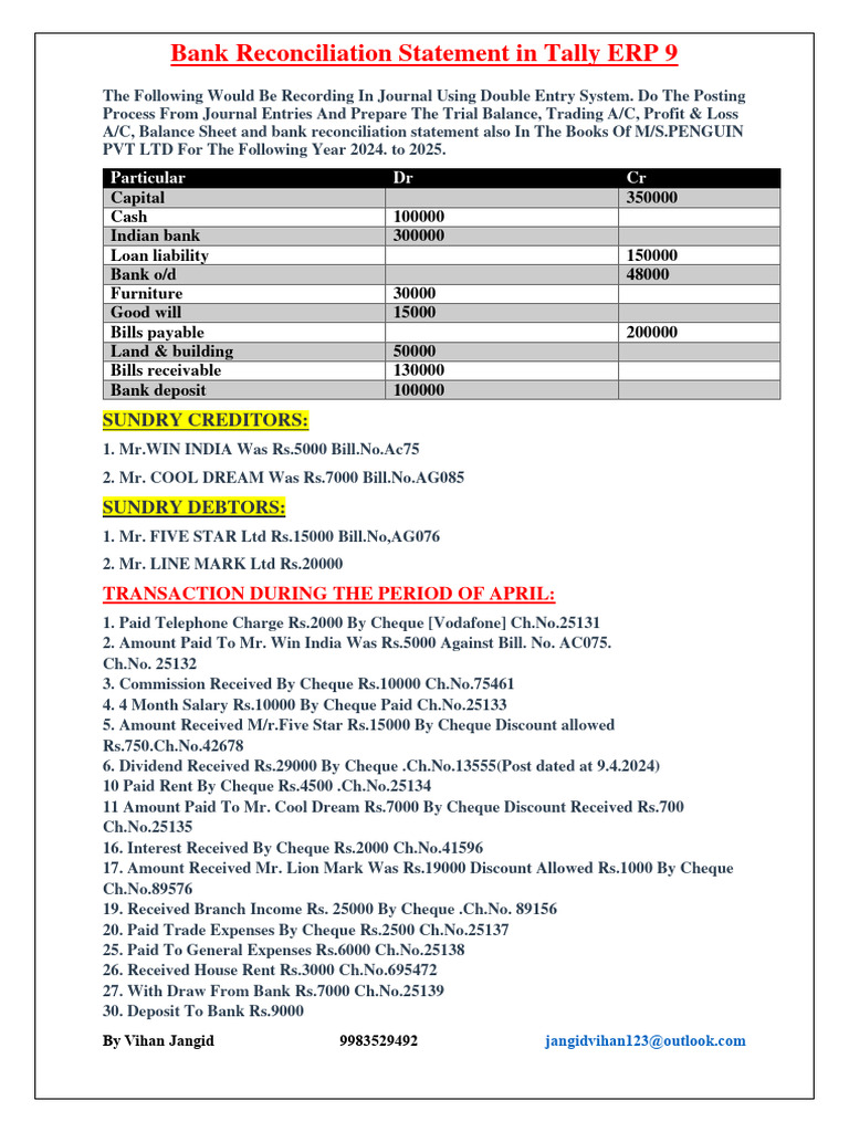 Bank Reconciliation Statement | PDF | Cheque | Banks