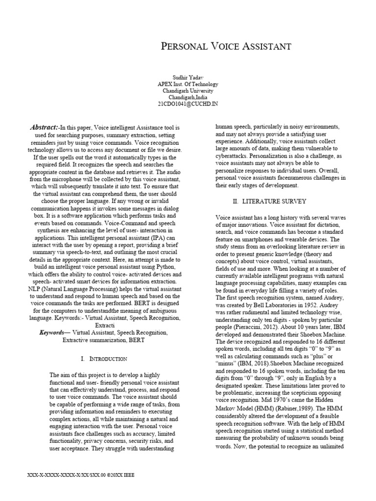 Research Article Format | PDF | Speech Recognition | Artificial ...