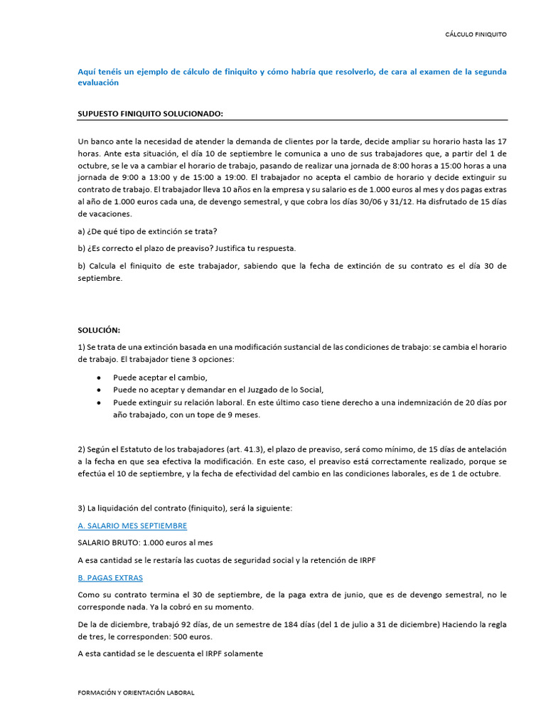 Ejemplo Calculo Finiquito | PDF | Salario | Economias Ejemplo Calculo Finiquito | PDF | Salario | Economias
