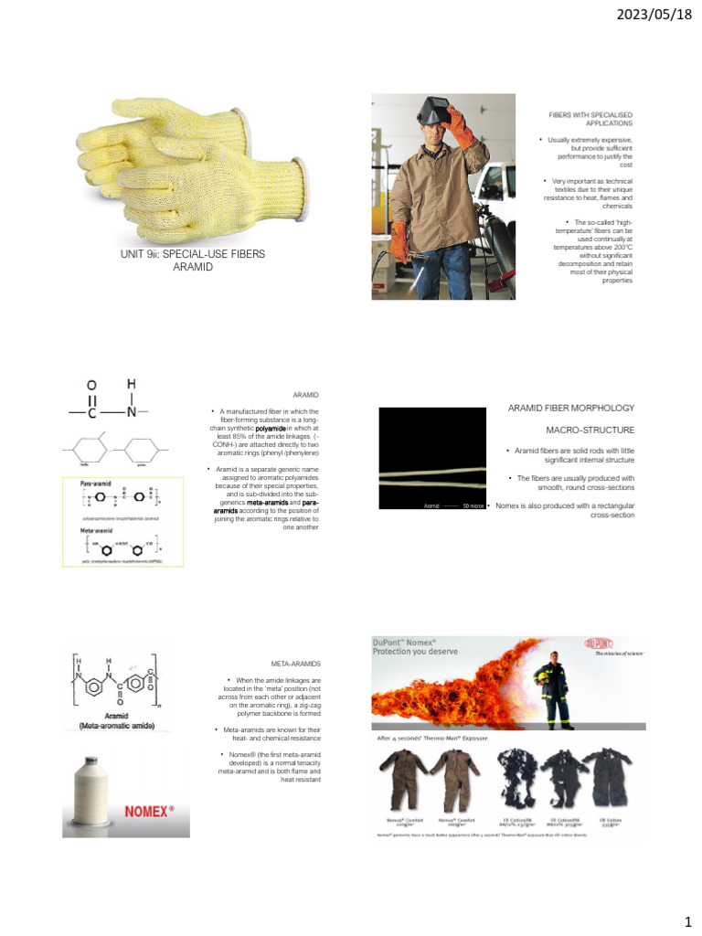 Unit 9ii Handouts - Special-Use Fibers - Aramid | PDF | Polymers | Materials