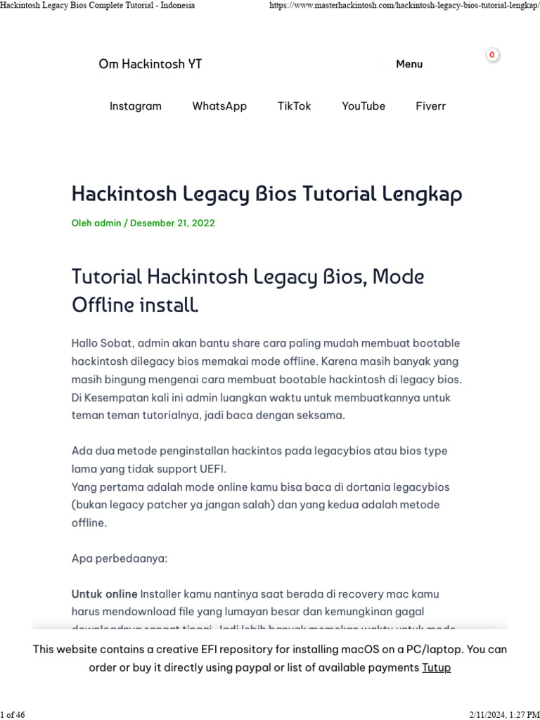 Hackintosh Legacy Bios Complete Tutorial - Indonesia | PDF