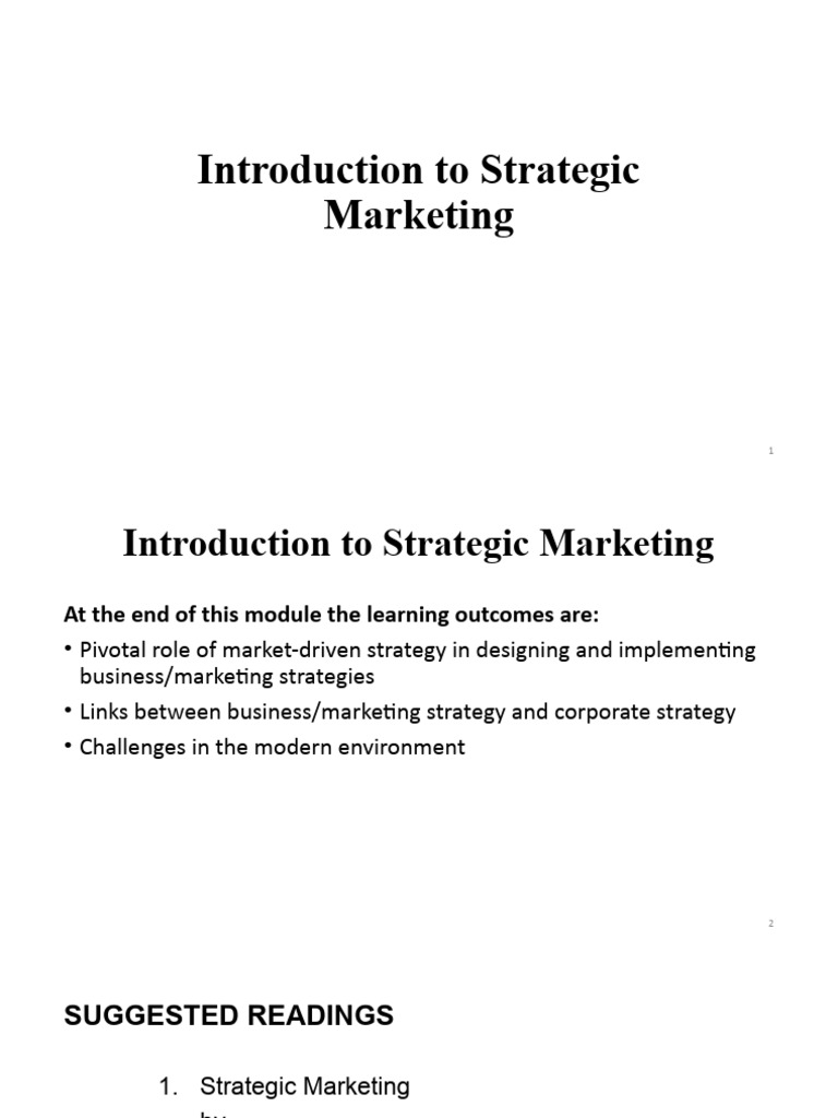 Introduction To Strategic Marketing & Corporate Business and Marketing ... Introduction To Strategic Marketing & Corporate Business and Marketing ...