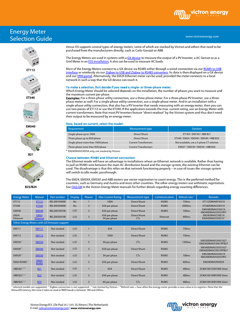 Energy Meter Selection Guide | PDF | Power Inverter | Alternating Current