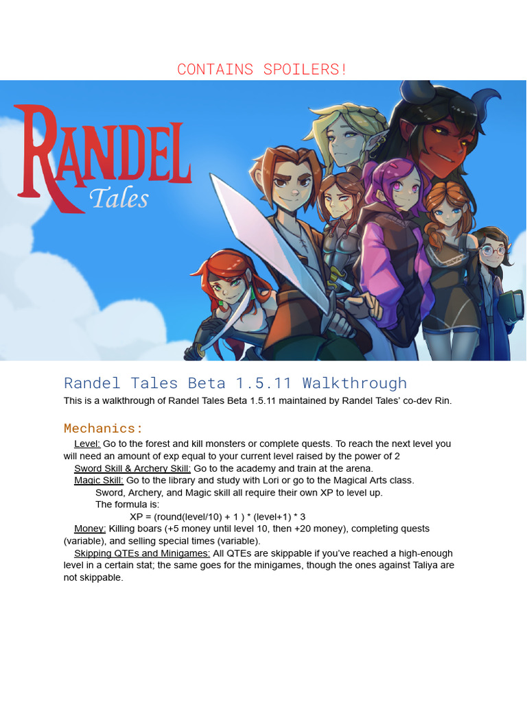 Randel Tales Beta 1.5.11 Walkthrough | PDF