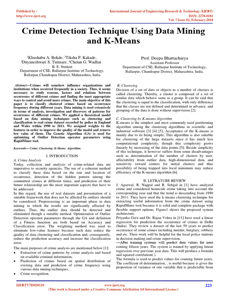 Crime - Data-Mining-And-K-Means 2018 | PDF | Cluster Analysis | Statistical Classification