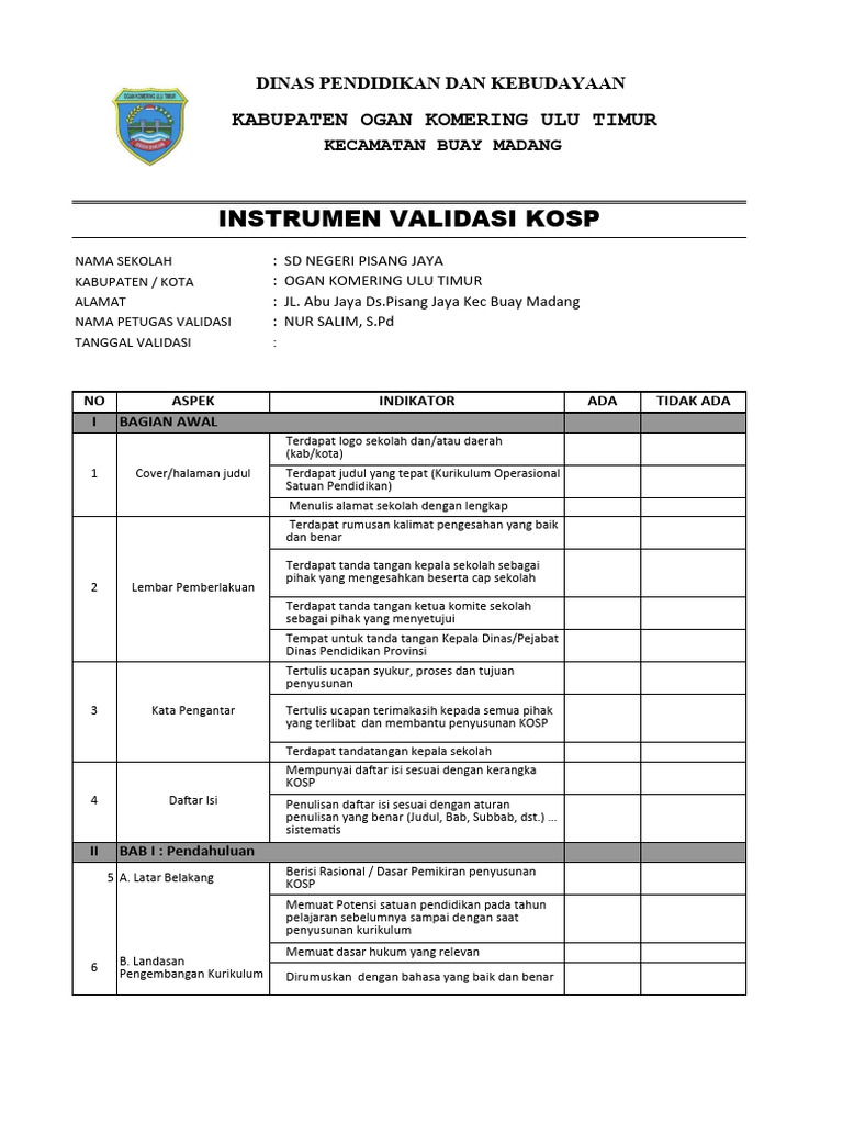 Validasi KOSP | PDF