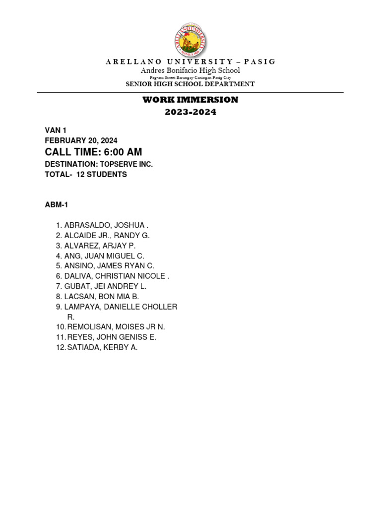 1st & 2nd Batch Abm Work-Immersion-Feb-20-2024 | PDF | Home & Garden