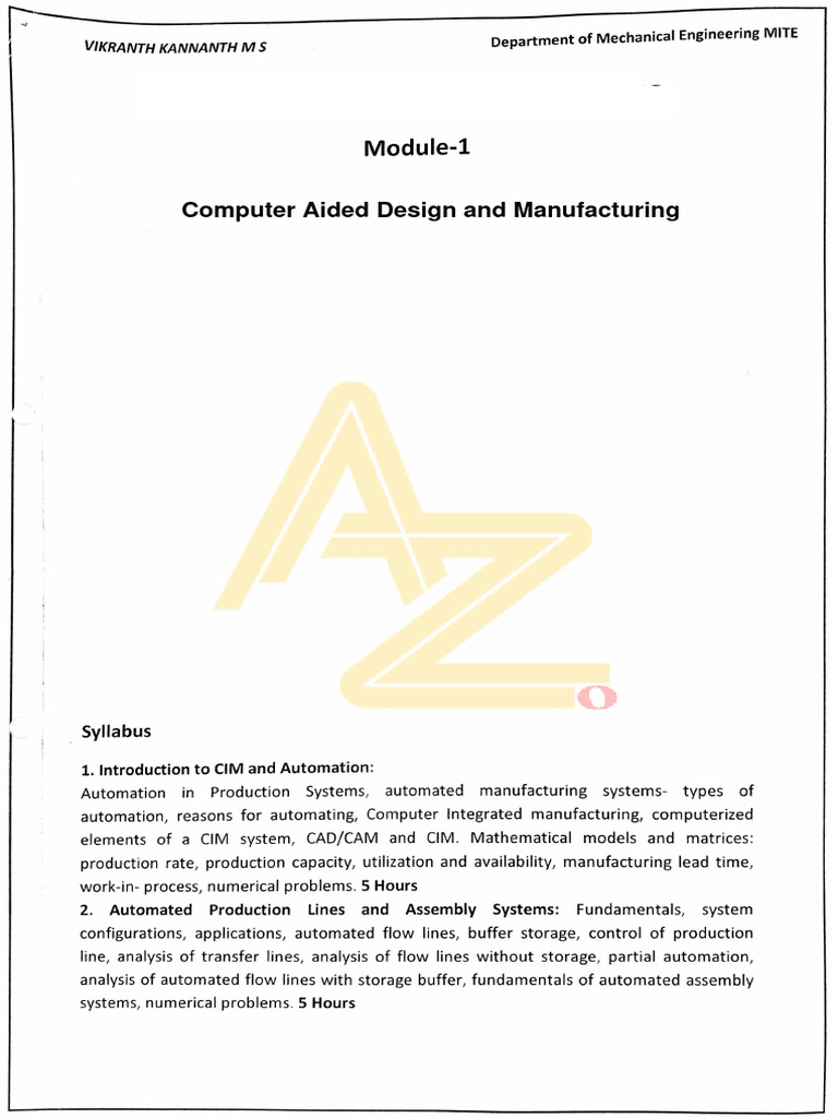 Cadm Mod1@Azdocuments.in | PDF | Automation | Control Engineering