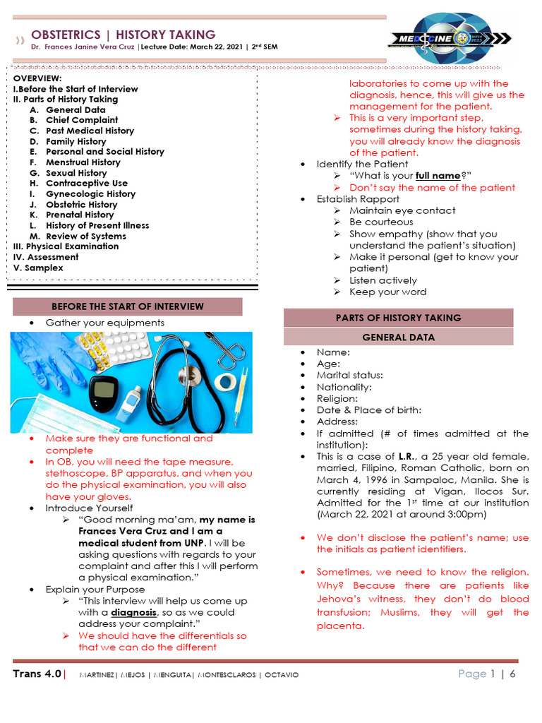 Obstetric History Taking Guidelines | PDF | Pregnancy | Birth Control