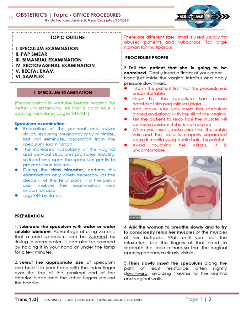 7.0 OFFICE Procedures | PDF | Vagina | Uterus