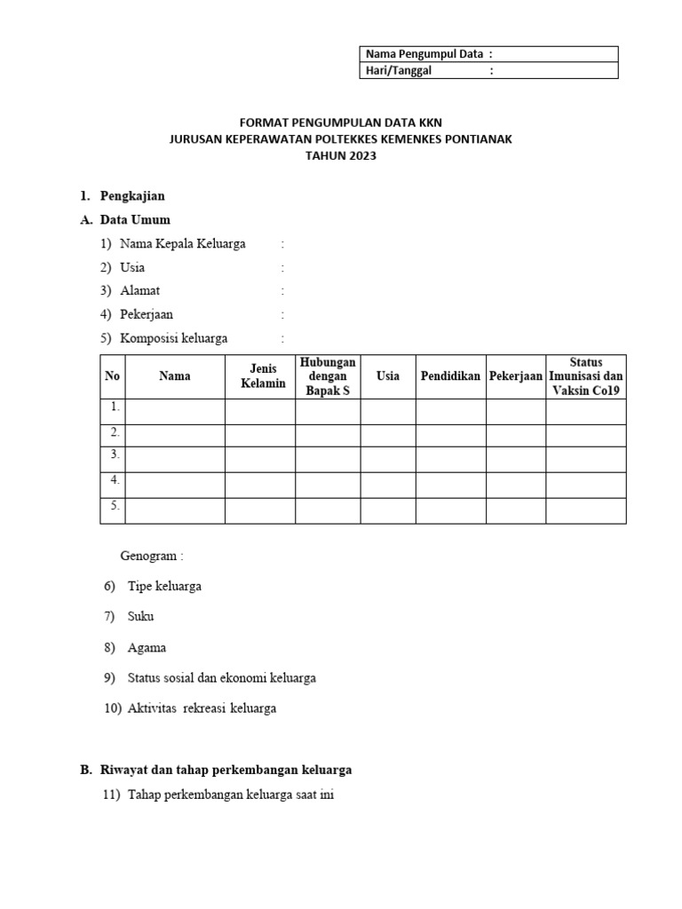 Perawat - Format Pengkajian KKN | PDF
