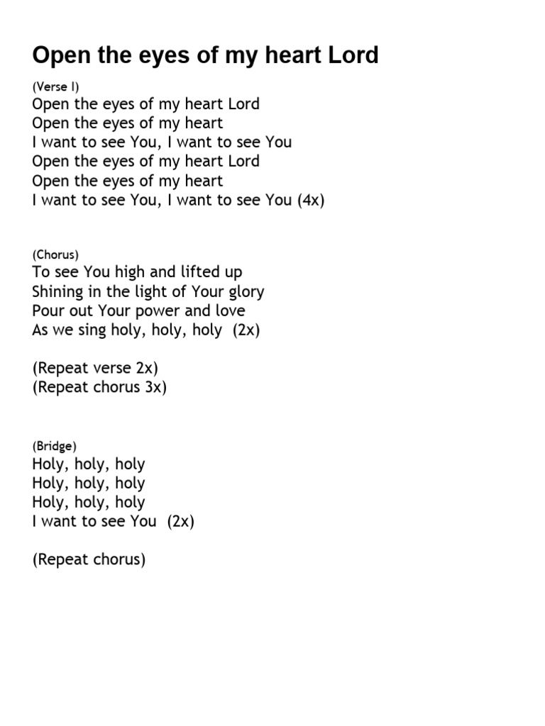 Open The Eyes of My Heart Lord | PDF
