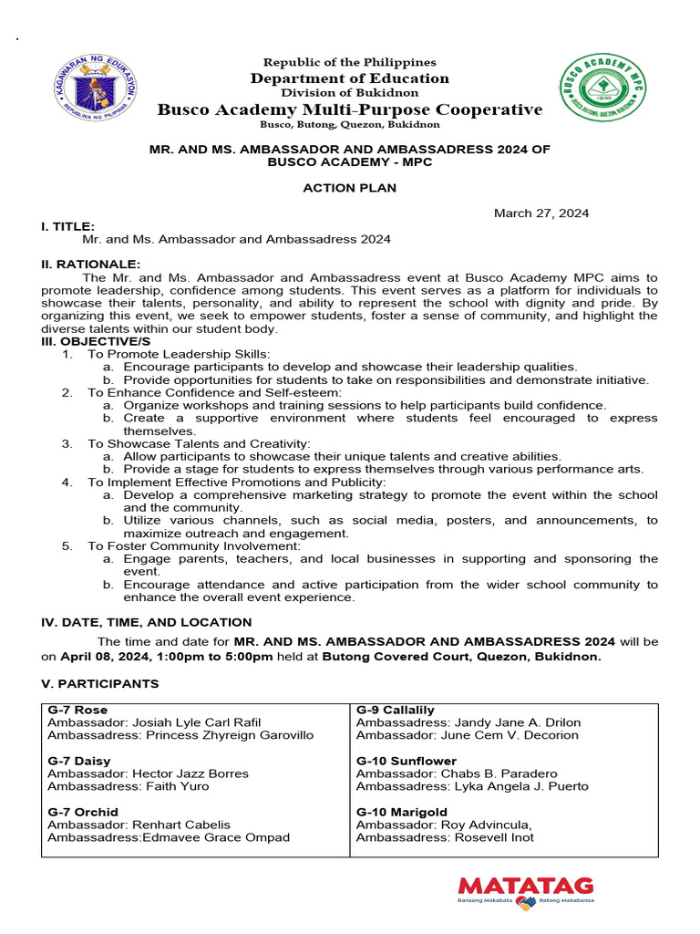Ion Plan For MR - Ms.AmbassadorAmbassadress2024.BAMPCdocx 2 | PDF ...