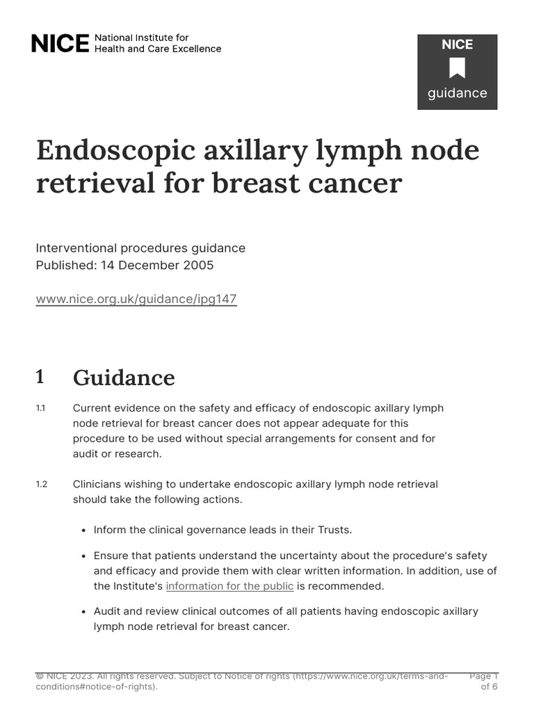 Endoscopic Axillary Node Retrieval Guide | PDF | Surgery | Breast Cancer