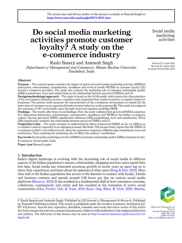 10 1108 - LBSJMR 04 2023 0016 | PDF | Customer Satisfaction | Social Media