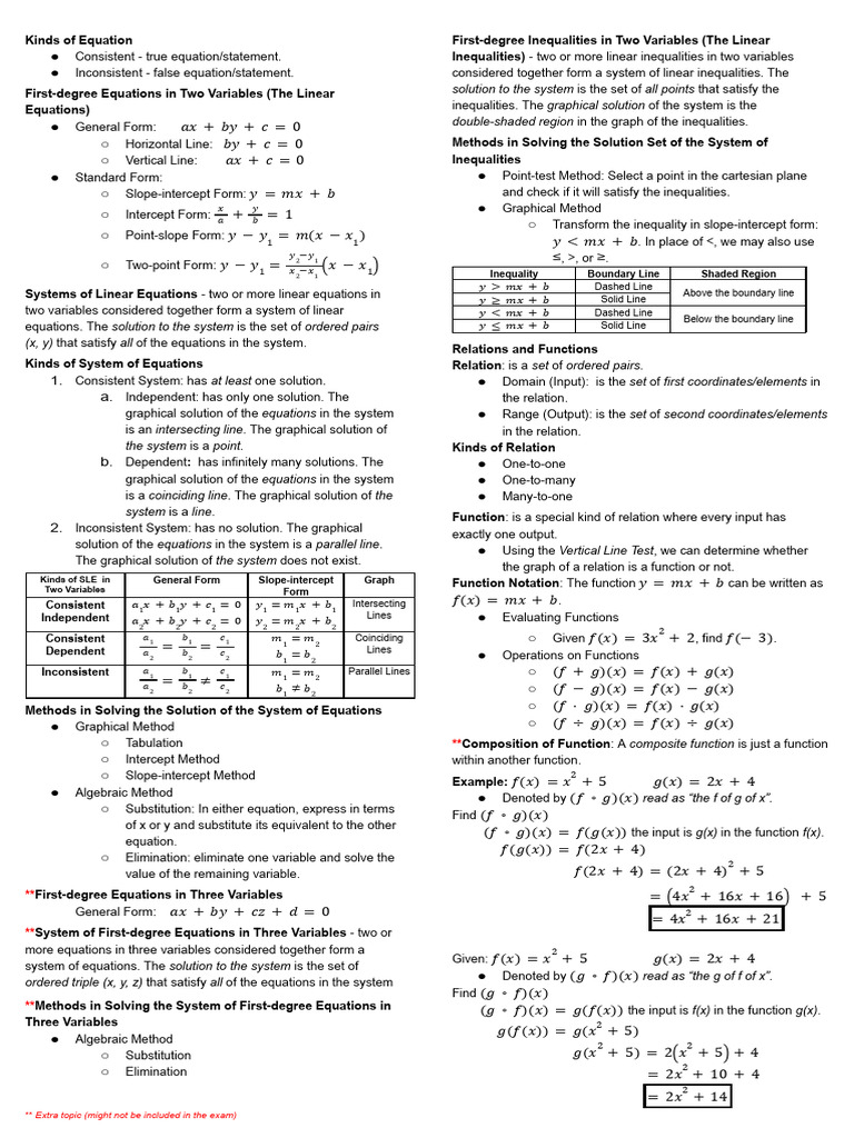 Enhanced Mathematics 8 Reviewer | PDF | Elementary Mathematics | Mathematical Analysis
