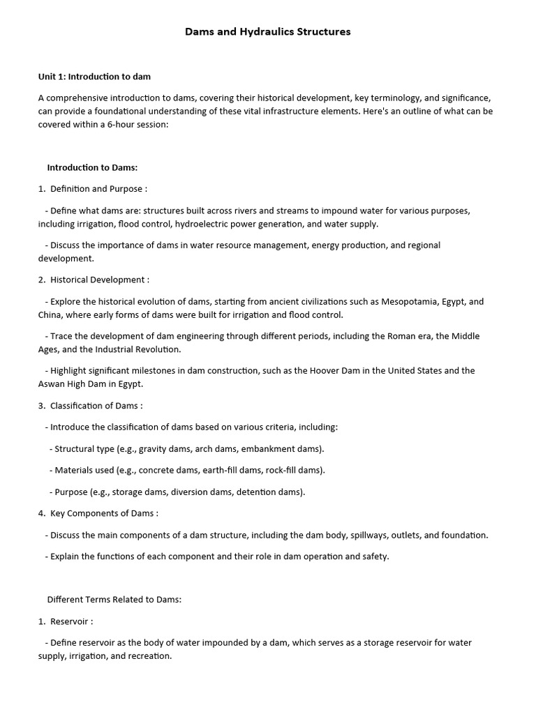 Dams and Hydraulics Structures | PDF | Dam | Stress (Mechanics)