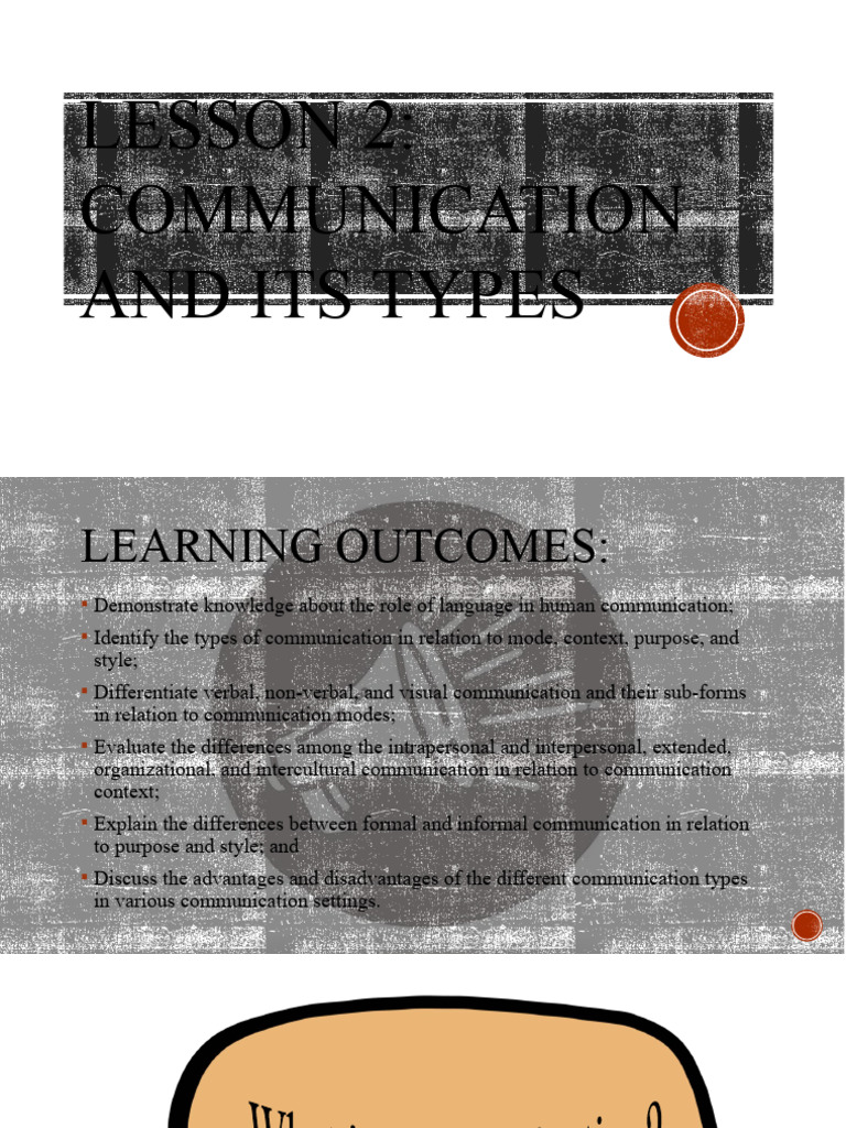 Lesson 2_Communication and Its Types | PDF | Communication | Nonverbal ...