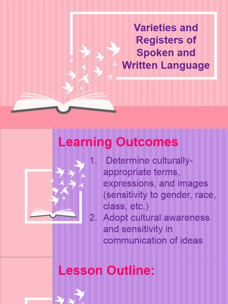 Lesson 5 - Varieties and Registers of Spoken and Written Language | PDF ...
