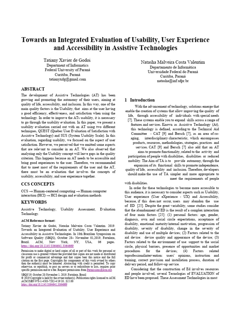 Towards An Integrated Evaluation Of Usability Pdf Usability User Experience