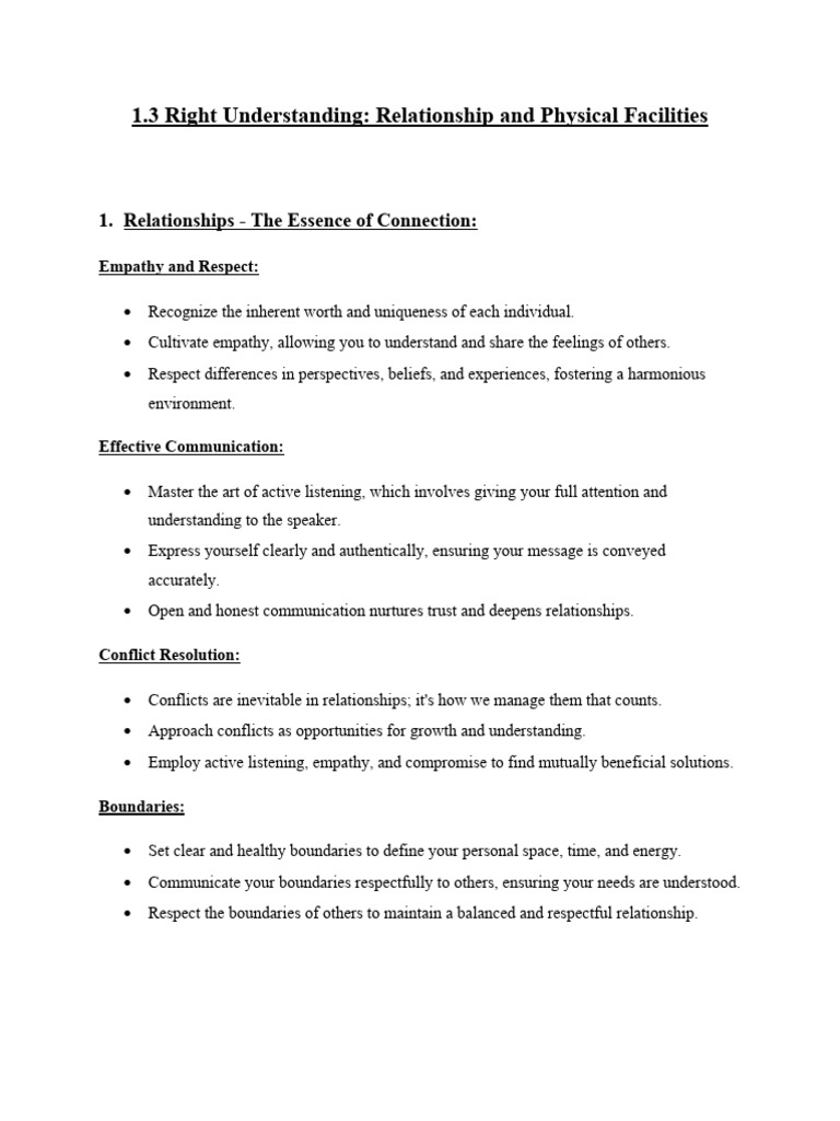 NEW UNIT 1.3 Right Understanding - Relationship and Physical Facilities ...