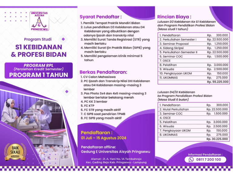 Brosur S1 Kebidanan Profesi Bidan Program RPL 2024 2025 | PDF