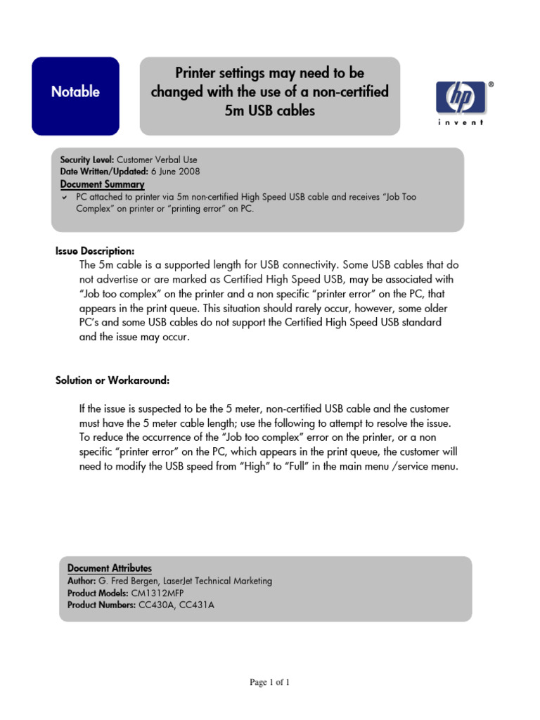 USB Cable Error: Printer Solutions | PDF | Business | Computers