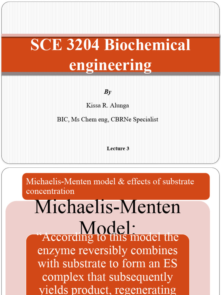 SCE 3204 Lecture 3 | PDF | Enzyme Kinetics | Enzyme