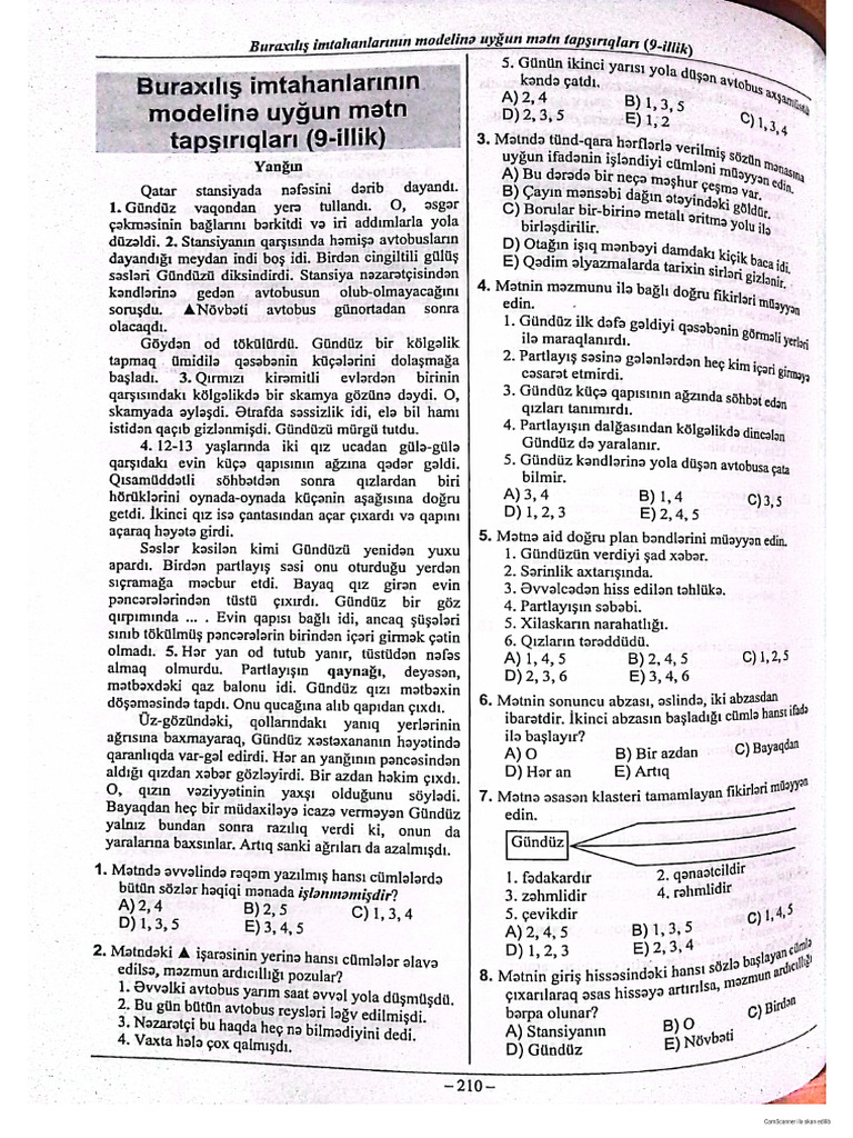 IX Sinif (Sınaq 1) | PDF