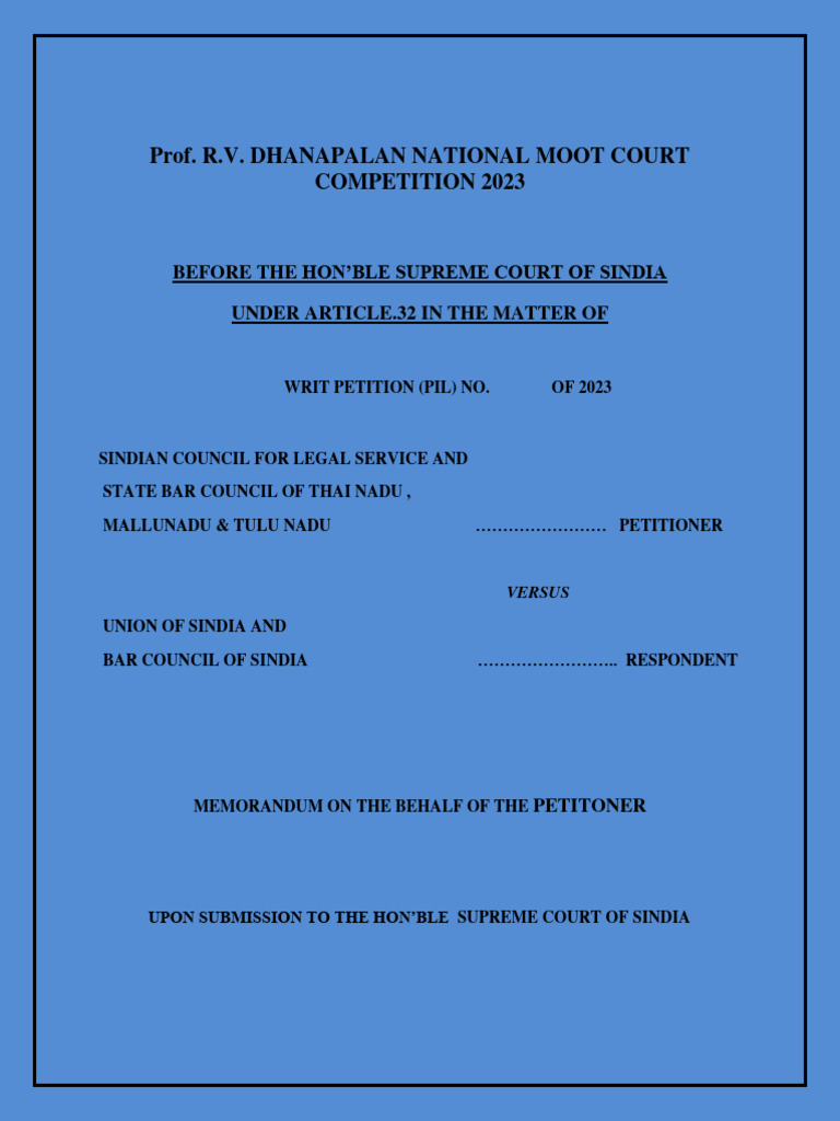 PETITIONER MEMORANDUM | PDF | Advocate | Constitution