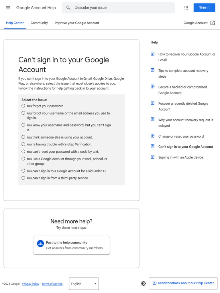 Can't Sign in To Your Google Account - Google Account Help | PDF ...