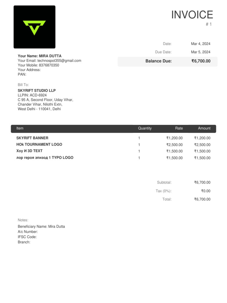 Invoice # 1 | PDF
