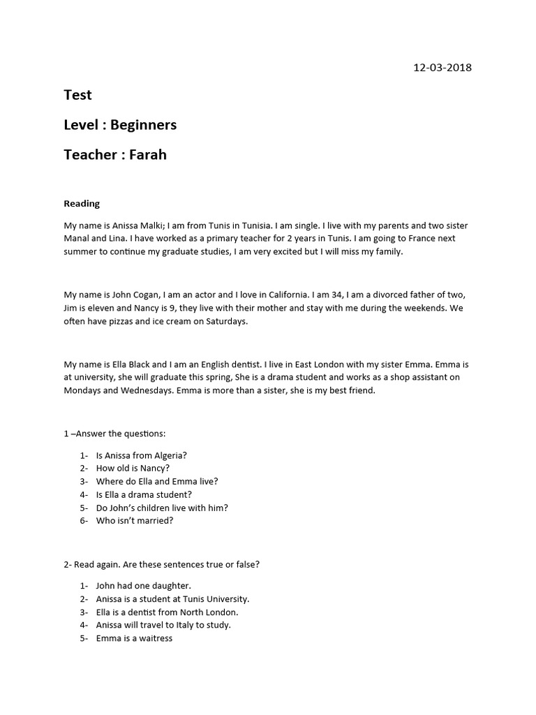 A1 Test Pdf