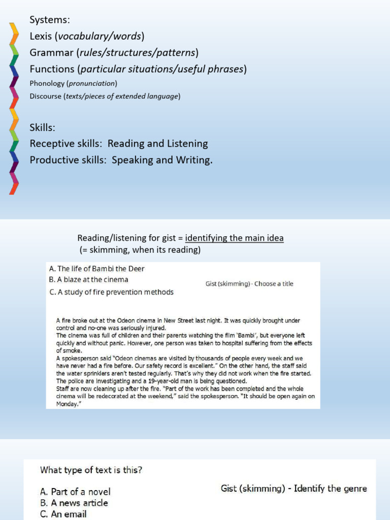 Receptive skills handout | PDF | Reading Comprehension | Human ...