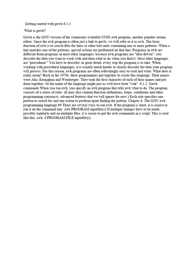 Introduction to Gawk 6.1.1 Basics | PDF