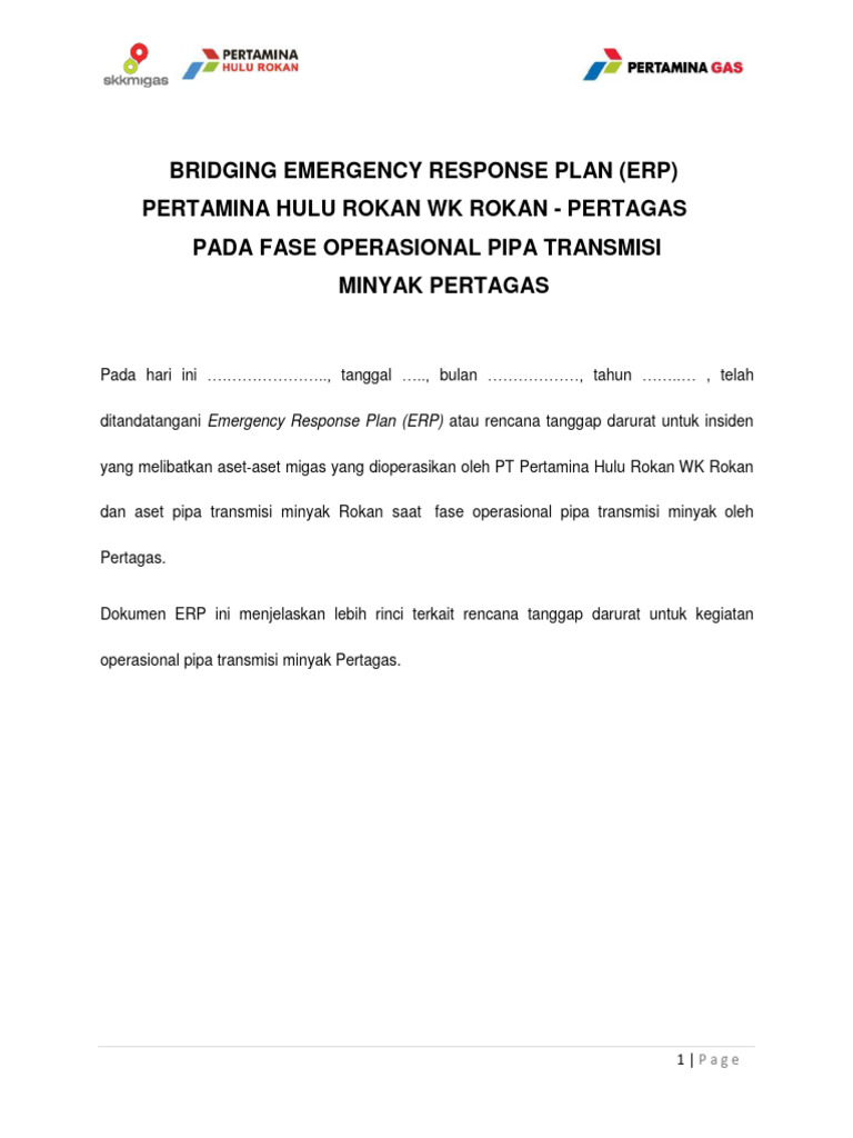 Draft ERP PHR-PTG - Fase Operasi 2 - 103959 | PDF