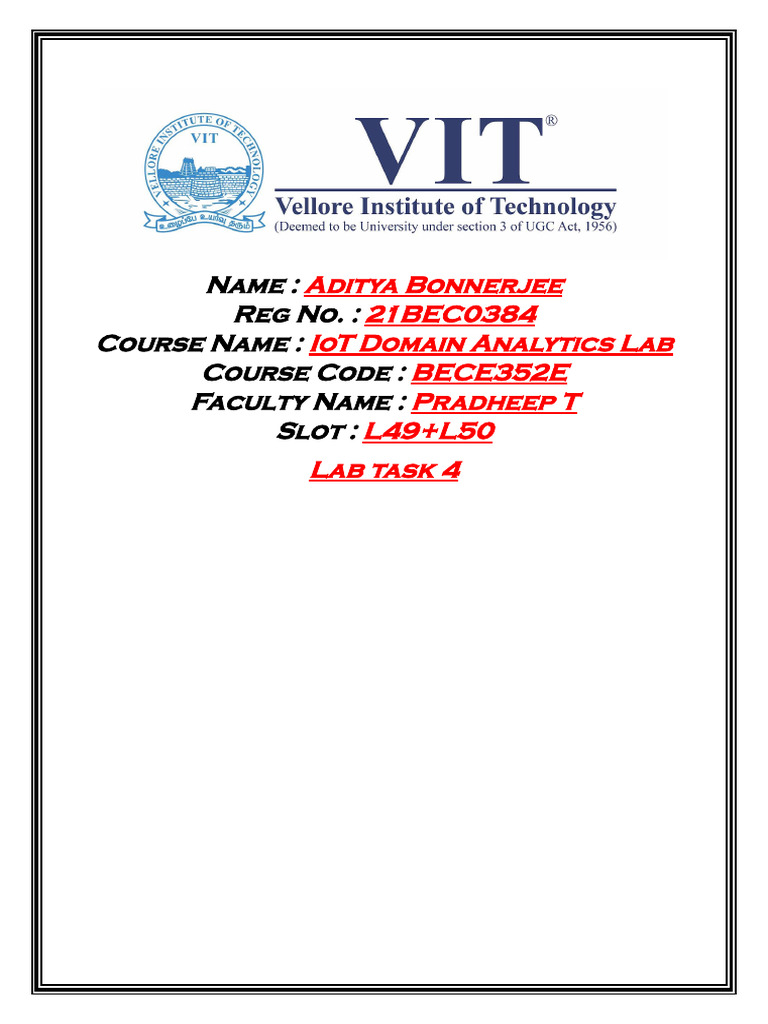 IoT Task4 21BEC0384 | PDF | Mean Squared Error | Coefficient Of Determination