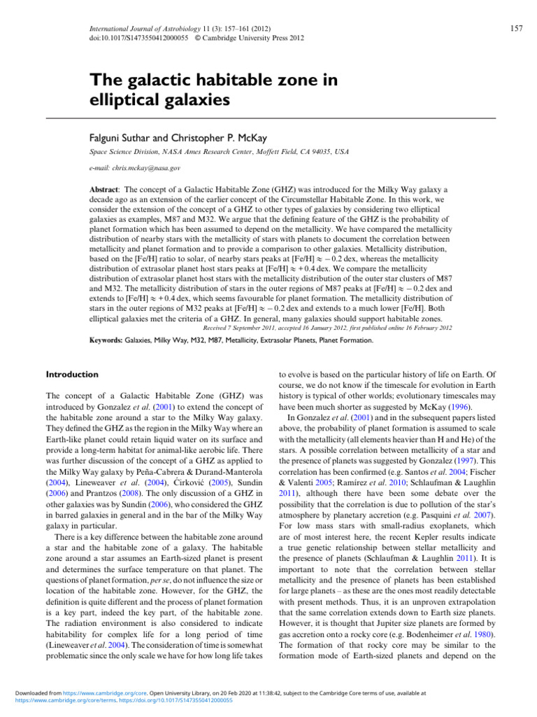 Galactic Habitable Zones in Ellipticals | PDF | Stars | Planetary ...
